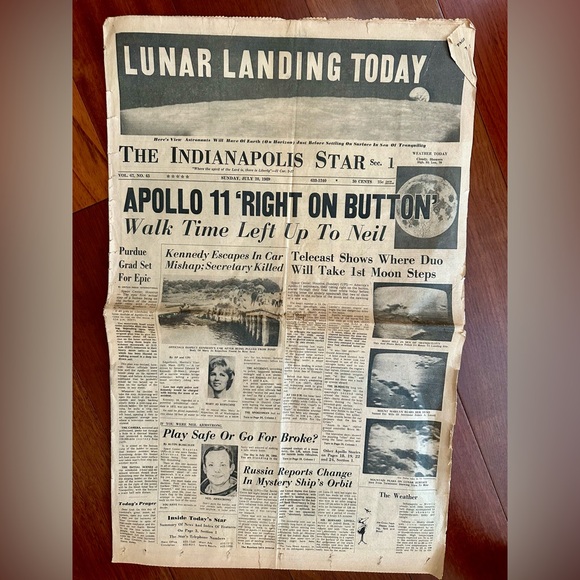 Vintage | Other | Apollo 1 Lunar Landing Newspaper Original July 2 1969 ...